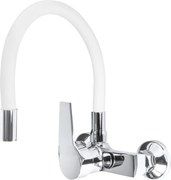 Gamma Flex, nástěnná dřezová baterie s elastickým ramenem, bílá-chromová, GMA-BFXS-WH