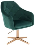 LuxuryForm DESIGN Otočné křeslo ANDORA VELUR na zlatém kříži - zelené