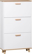 HOMCOM Skandinávský styl botník s 3 sklápěcími dvířky v dřevěném vzhledu - 70 x 23,5 x 122 cm - Bílý | Aosom