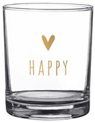 Sklenička se srdíčkem a s nápisem Happy – 230 ml