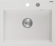 Mexen Oscar, 1-komorový granitový dřez 580x490x205 mm, bílá, 6519581000-20