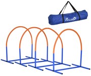 Výcviková sada PawHut pro psy agility 4-dílná sada s přenosnou taškou Blue Orange 88 x 64 x 95 cm pro efektivní výcvik a zábavu psů | Aosom.de