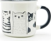 Porcelánový hrnek Černobílé kočky, 340 ml – designový hrnek na kávu a čaj, minimalistický styl,