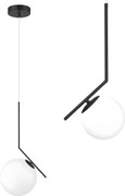 Toolight Rea, Stropní lampa visící skleněná koule z bílého zlata G107-1W BLACK WHITE, OSW-09732