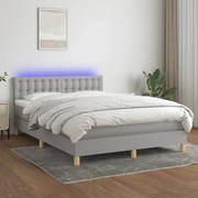 Box spring postel s matrací a LED světle šedá 140x190 cm textil 3134029