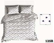KARO Bavlněné ložní prádlo 100x135 R125 bílé srdce srdce tmavě modré 316D