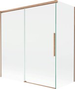 Mexen Rox, 2-křídlová posuvná vanová zástěna 150 + 70 x 150 cm, 8mm čiré sklo, měděný matný profil, 8C9-150-070-65-00