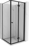 Mexen Mist-F T, 1-křídlý skládací sprchový kout pravý 70 x 70 cm, čiré sklo-černý rám, 8A6T-070-070-70-70-P