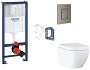 Grohe Rapid SL - Set předstěnové instalace, klozetu, sedátka SoftClose, tlačítka Skate Cosmopolitan a sady pro vhazování tablet, Triple Vortex, kartáčovaný Hard Graphite SANI11BB5136
