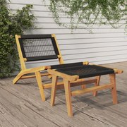 Zahradní židle s podnožkou masivní teakové dřevo a polyester 319155