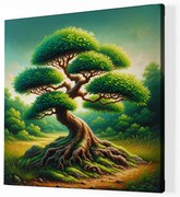 Obraz na plátně - Strom života košatá Bonsai v přírodě FeelHappy.cz Velikost obrazu (šířka x výška): 80 x 80 cm
