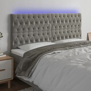 Čelo Postele S Led Tmavě Zelené Samet Světle šedá 180 x 7 x 118/128 cm
