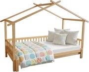 Montessori postel s přistýlkou, přírodní, 90x200, KESIO
