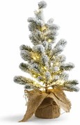 LED umělý vánoční svítící stromeček v květináči zasněžený 50 cm, IP20 interiér, 50 diod