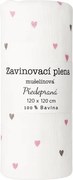 PREM INTERNATIONAL Zavinovací plena 120x120 cm Fialová srdíčka (balení 1 ks)