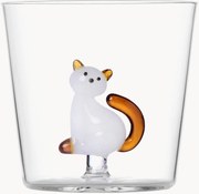 Ručně vyrobený skleněný pohárek z borosilikátového skla Tabby Cat