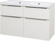 Mereo Mereo, Mailo, koupelnová skříňka s umyvadlem z litého mramoru 121 cm, bílá, dub, antracit, CN513M