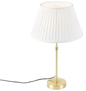 Stolní lampa zlatá/mosazná se stínidlem s řasením krémová 35 cm - Parte
