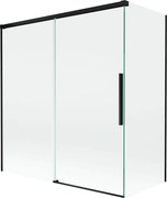 Mexen Rox, 2-křídlová posuvná vanová zástěna 150 + 70 x 150 cm, 8mm čiré sklo, černý matný profil, 8C9-150-070-70-00