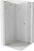 Mexen Lunar, L pětiúhelníkový sprchový kout naklápěcí doleva 100 x 100 cm, 8mm čiré sklo, zlatý profil, 831L-100L-100P-50-00-L