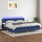 Box spring postel s matrací a LED modrá 200x200 cm textil 3134067