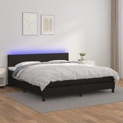 Box spring postel s matrací a LED černá 160x200 cm umělá kůže