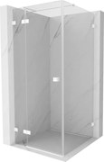 Mexen Lunar T, sklápěcí sprchový kout levý 110 x 110 cm, 8mm čiré sklo, bílý profil, 834T-110-110-20-00-L