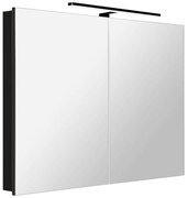 Sapho Greta - Zrcadlová skříňka s LED osvětlením 101x70x14 cm, 2 dvířka, matná černá GR105-0035