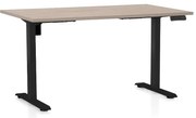 Výškově nastavitelný stůl OfficeTech B, 120 x 80 cm, černá podnož, dub