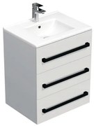 Koupelnová skříňka s černou úchytkou a umyvadlem SAT Cube Way 60x76,5x46 cm bílá lesk CUBE46C603BIMOD