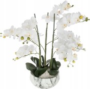 Umělá orchidej s mramorovým květináčem 65 cm