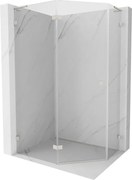 Mexen Lunar, L pětiúhelníkový sprchový kout naklápěcí doleva 100 x 80 cm, 8mm čiré sklo, ocelový profil, 831L-100L-080P-97-00-L