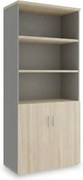Vysoká skříň SimpleOffice 80 x 40 x 180 cm, dub světlý / šedá