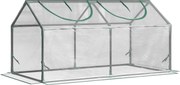 Zeleninový skleník Outsunny s oknem, PE síťoví fólií, ocelová konstrukce pro balkon, zahradu, skleník pro rajčata 120x60x60cm | Aosom