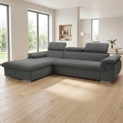 Sedací souprava COOL | 191x281 cm | rozkládací + úložný prostor | LEVÁ | lounge 21 tmavě šedá