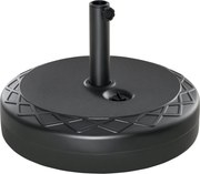 Stojan na slunečník Outsunny do 40 kg, kulatý, naplnitelný, držák, pro tyče o průměru 38/48 mm, pro balkon, terasu, zahradu, černý | Aosom