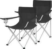 Kempingové židle ROVER, set 2ks, černá SongmicsHome