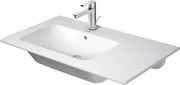 Duravit ME by Starck - Umyvadlo 83x49 cm, s přepadem, otvor pro baterii, odkládací plocha vpravo, DuraShield, bílá 234583AA00