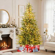 Costway 210 cm Umělý vánoční stromeček s 250 Vícebarevná LED světla Umělý