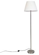 Moderní stojací lampa ocelová s bílým plisovaným stínidlem 45 cm - Simplo