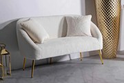 Designová pohovka Caerwyn 137 cm bílá / zlatá