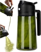VILDE Skleněný rozprašovač a dávkovač na olej 2v1 450ml - zelené sklo