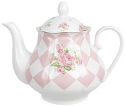 Bílo-růžová porcelánová konvička se vzorem růžiček Sweet Roses – 1000 ml