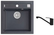 Alveus - Set dřezu Formic 20 a baterie Clara, s ovládáním odpadu, carbon SETA25893