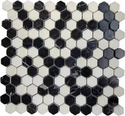Kamenná mozaika Premium Mosaic Stone černobílá 28x30 cm mat STMOSHEXW