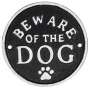 Cedulka BEWARE OF THE DOG 12 cm