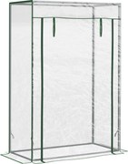 Outsunny Skleník s PE Mřížkovou Fólií, Dveře, Zimní Fóliový Skleník z Oceli, Skleník na Balkon, Zahradu, Dům pro Rajčata 100 x 50 x 150 cm, Rajčatový