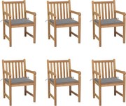 Zahradní židle 6 ks šedé podušky masivní teak 3073032