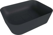 Polysan Banera - Umyvadlo na desku 50x35 cm, bez přepadu, bez otvoru pro baterii, matný antracit 14596.51