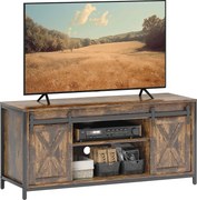 HOMCOM TV Skříňka 120 cm dlouhá s 2 posuvnými dveřmi, TV Lowboard s integrovaným vedením kabelů pro TV až 60 palců, police do obývacího pokoje, Hnědá
